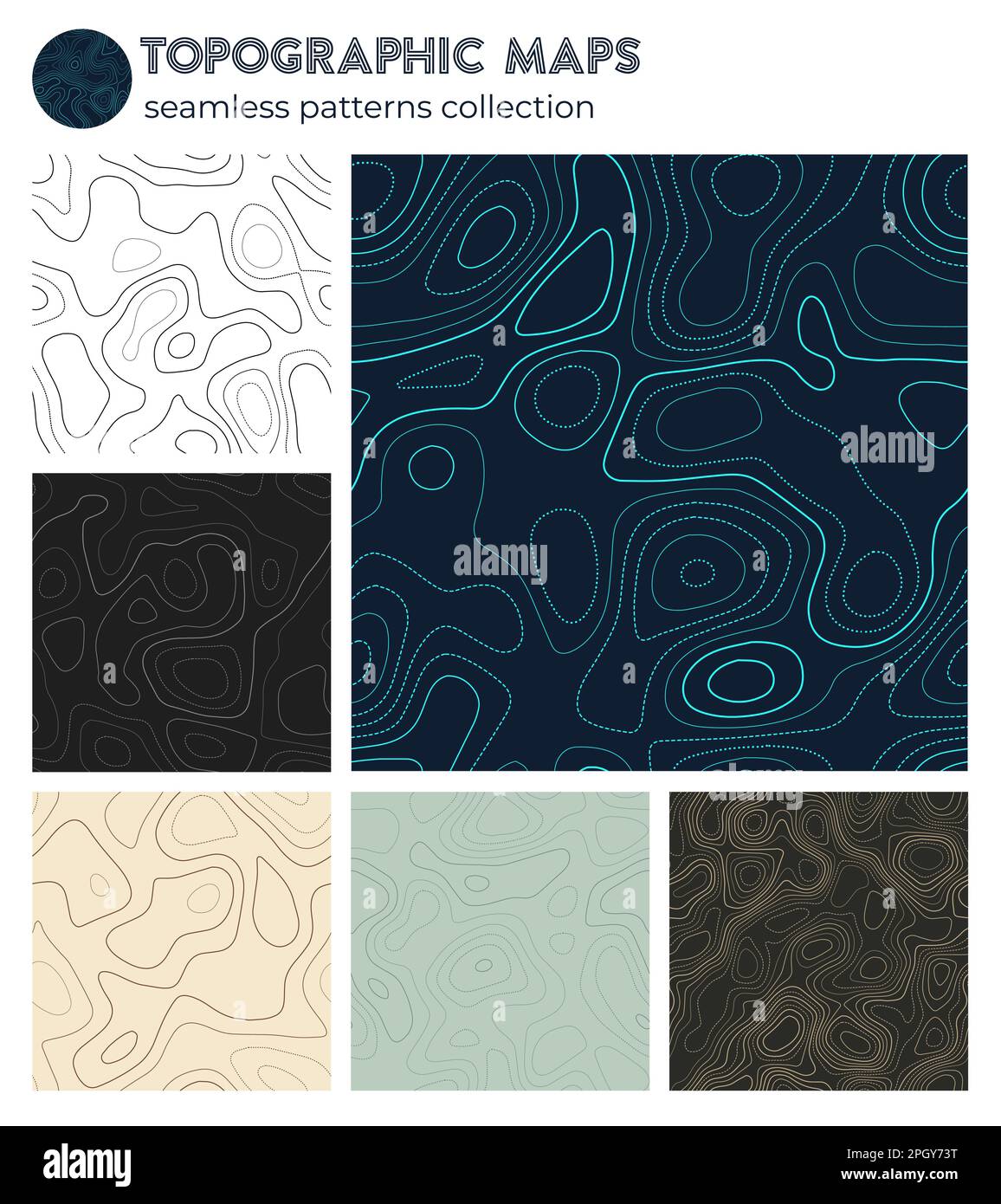 Topographic maps. Beautiful isoline patterns, seamless design. Awesome ...