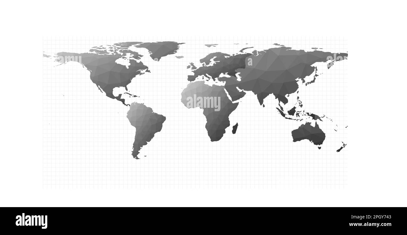 Polygonal world map. Equirectangular projection. Awesome vector ...