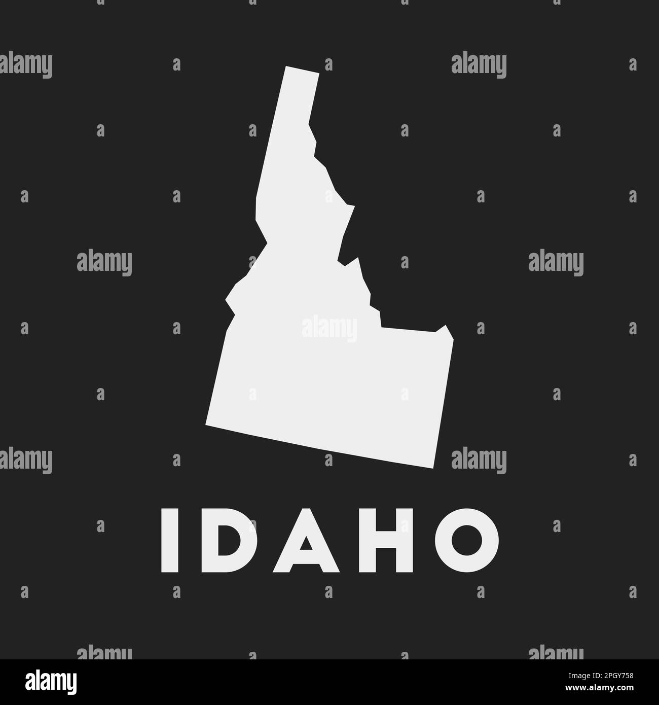 Idaho icon. US state map on dark background. Stylish Idaho map with US ...