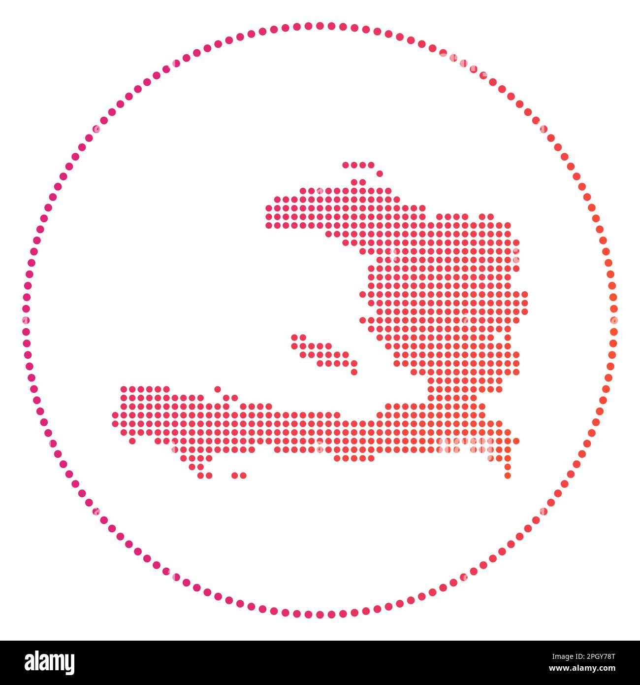Haiti digital badge. Dotted style map of Haiti in circle. Tech icon of ...