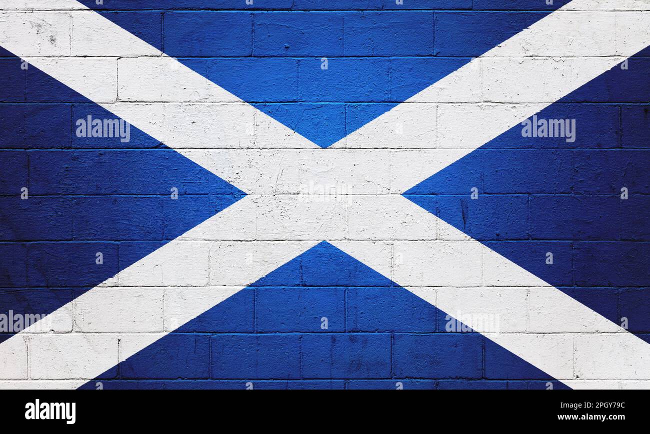 Flag of Scotland painted on a cinder block wall Stock Photo - Alamy