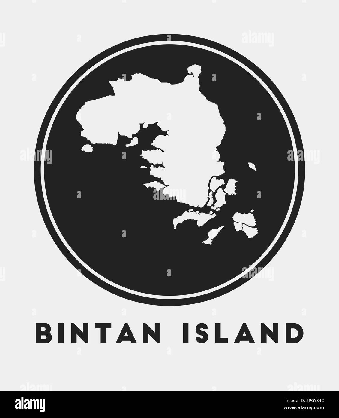 Bintan Island icon. Round logo with map and title. Stylish Bintan ...