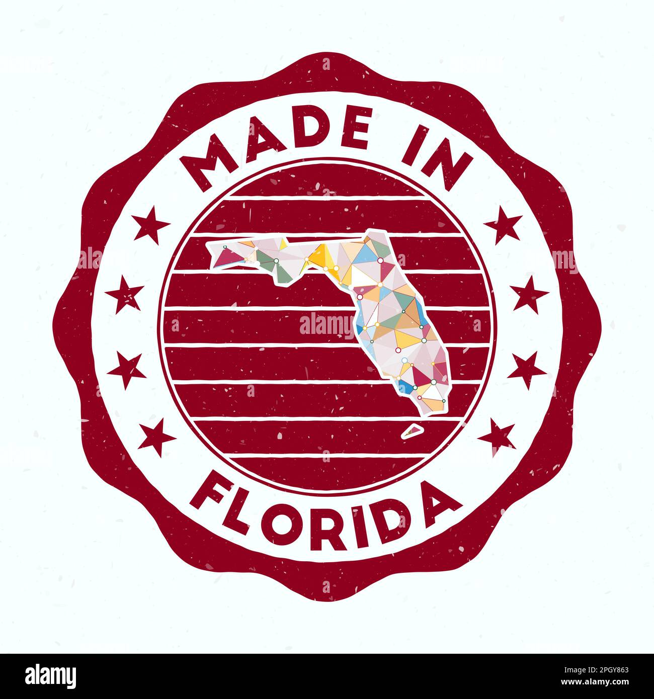 Made In Florida. US state round stamp. Seal of Florida with border ...