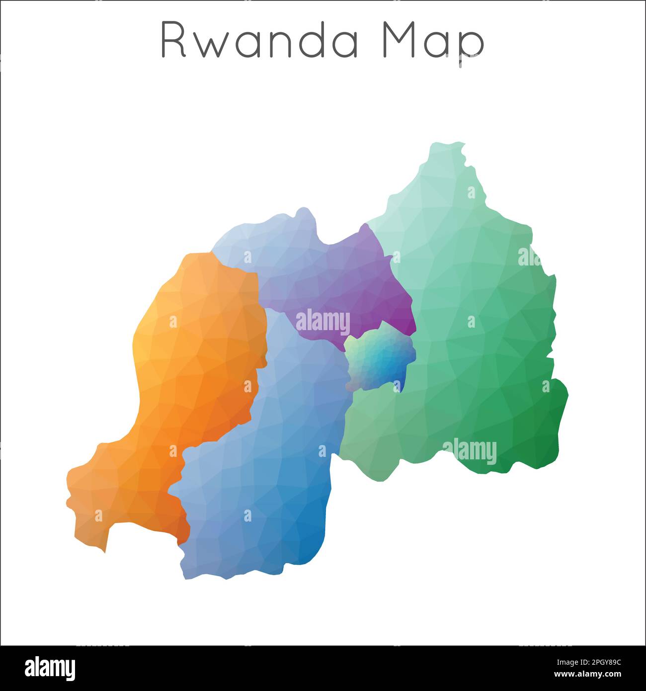 Low poly map of Rwanda. Rwanda geometric polygonal, mosaic style map ...