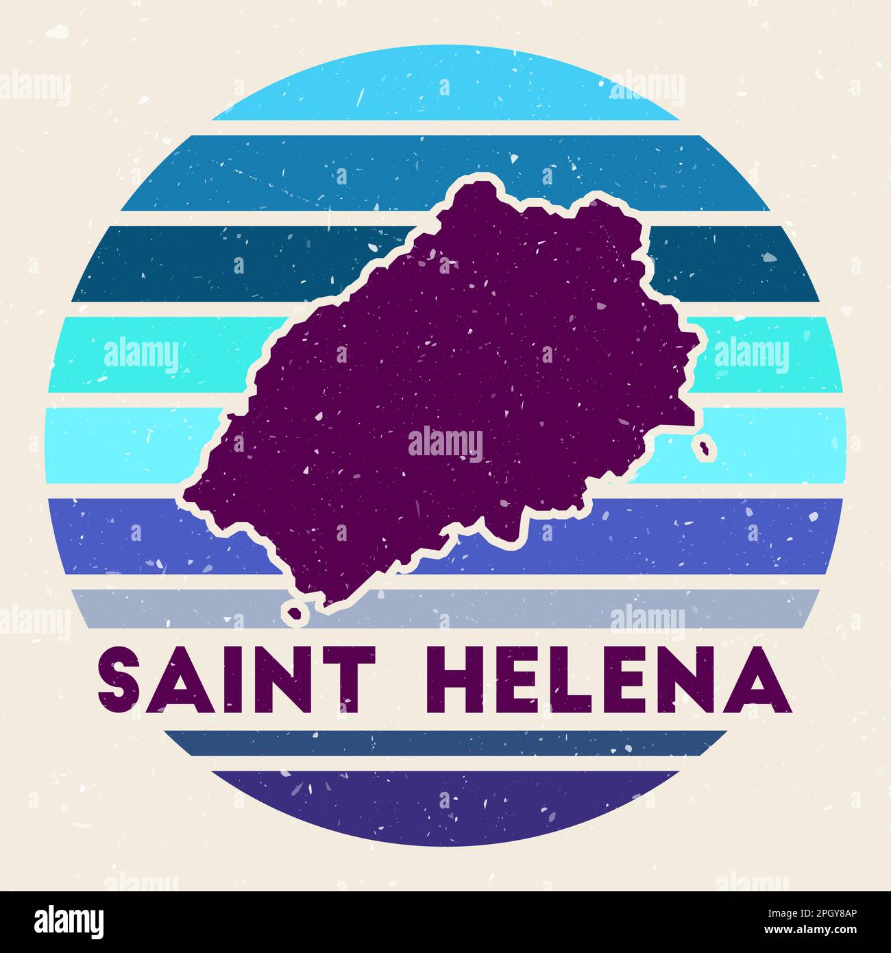Saint Helena logo. Sign with the map of the island and colored stripes ...