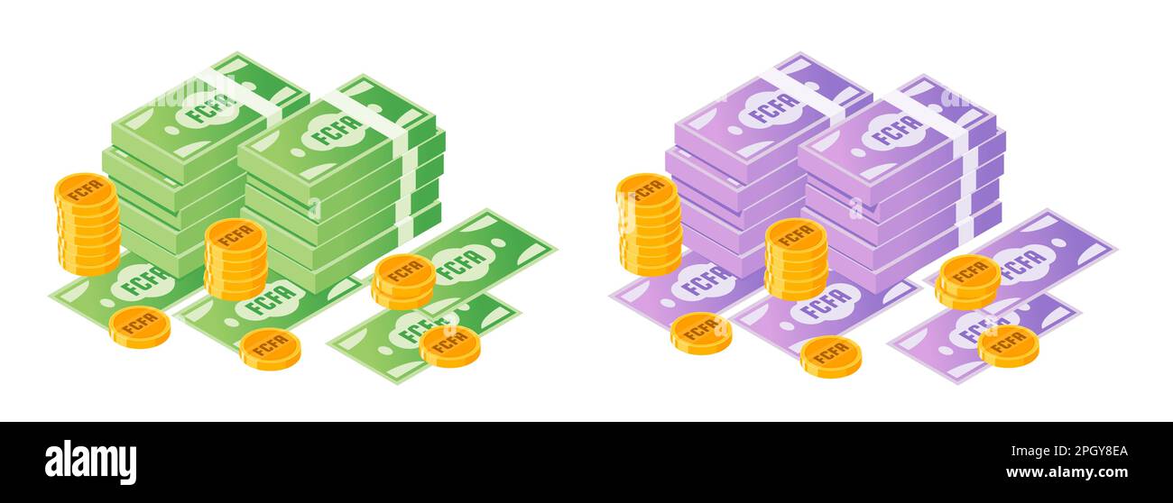 Central African CFA Franc Money Bundle and Coins Stock Vector Image ...