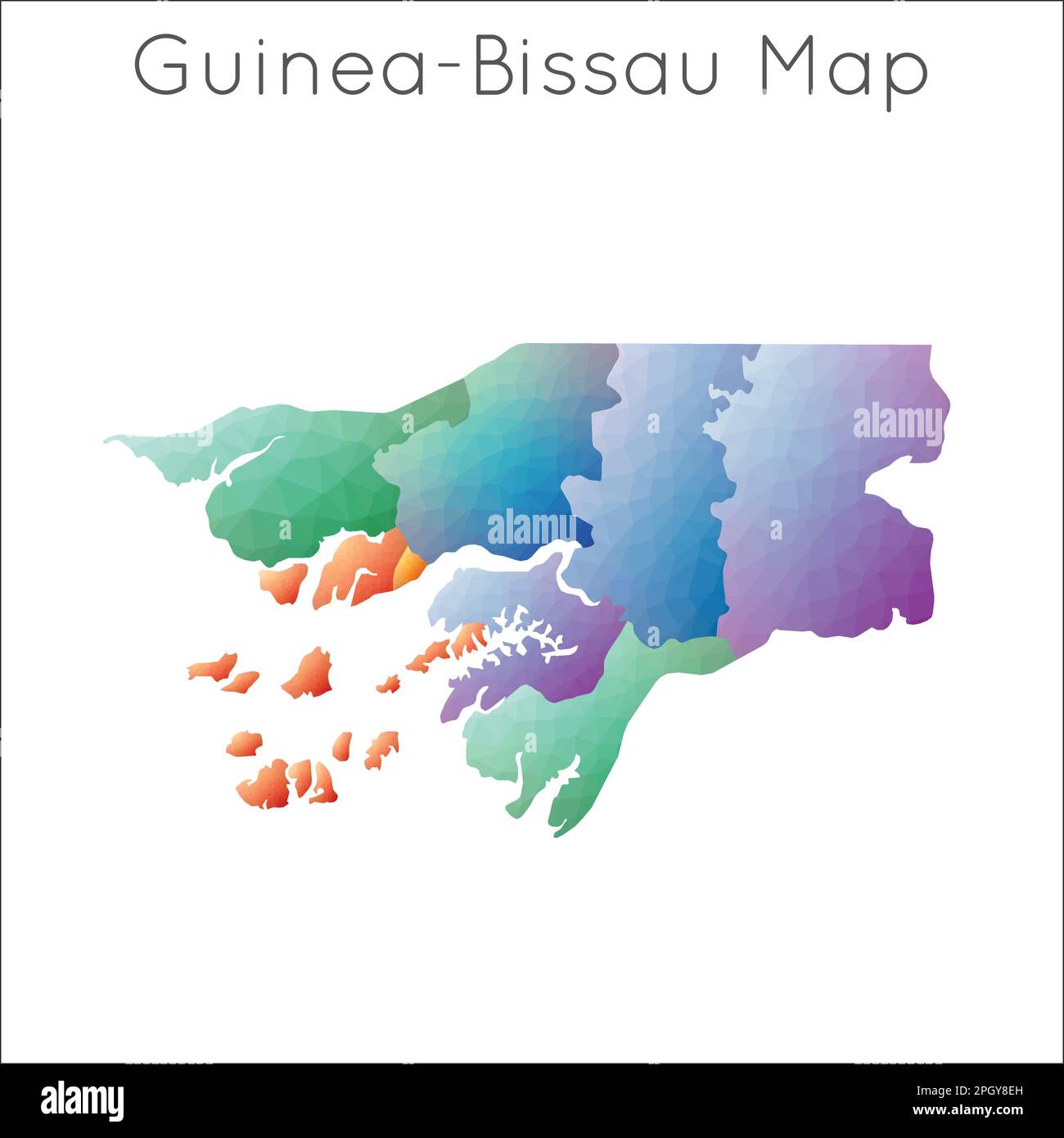 Low poly map of Guinea-Bissau. Guinea-Bissau geometric polygonal, mosaic style map Stock Vector ...