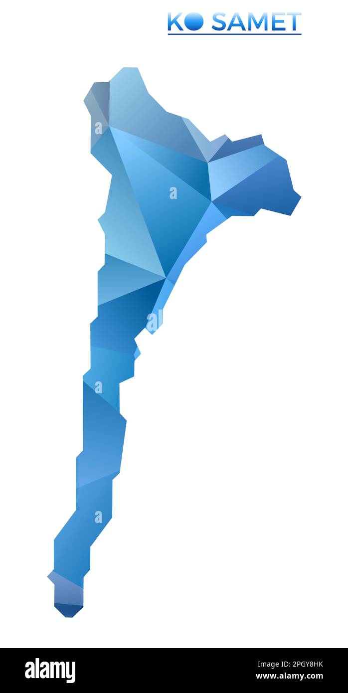 Vector polygonal Ko Samet map. Vibrant geometric island in low poly style. Elegant illustration ...