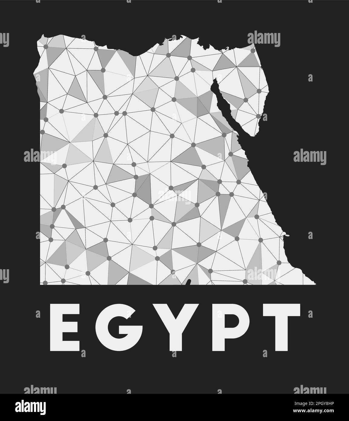 Egypt - communication network map of country. Egypt trendy geometric design on dark background ...