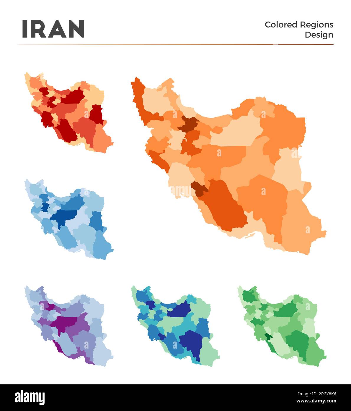 Iran map collection. Borders of Iran for your infographic. Colored country regions. Vector ...