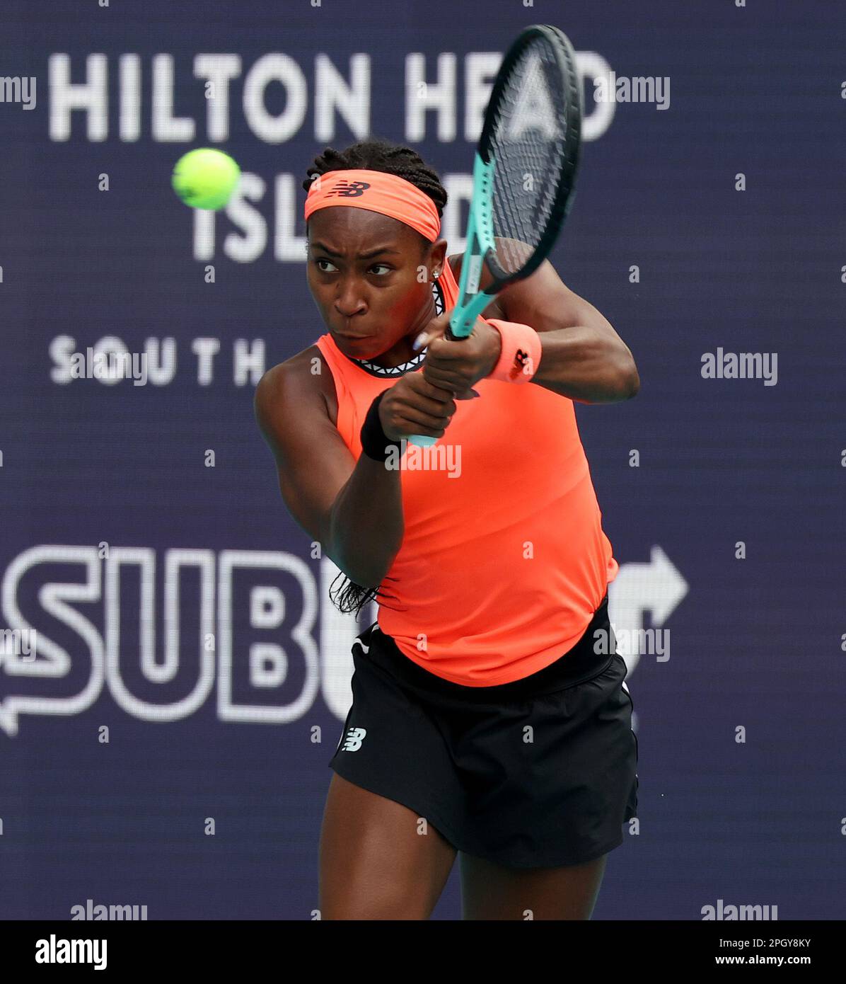 MIAMI GARDENS, FLORIDA - MARCH 23: Coco Gauff of the United States ...