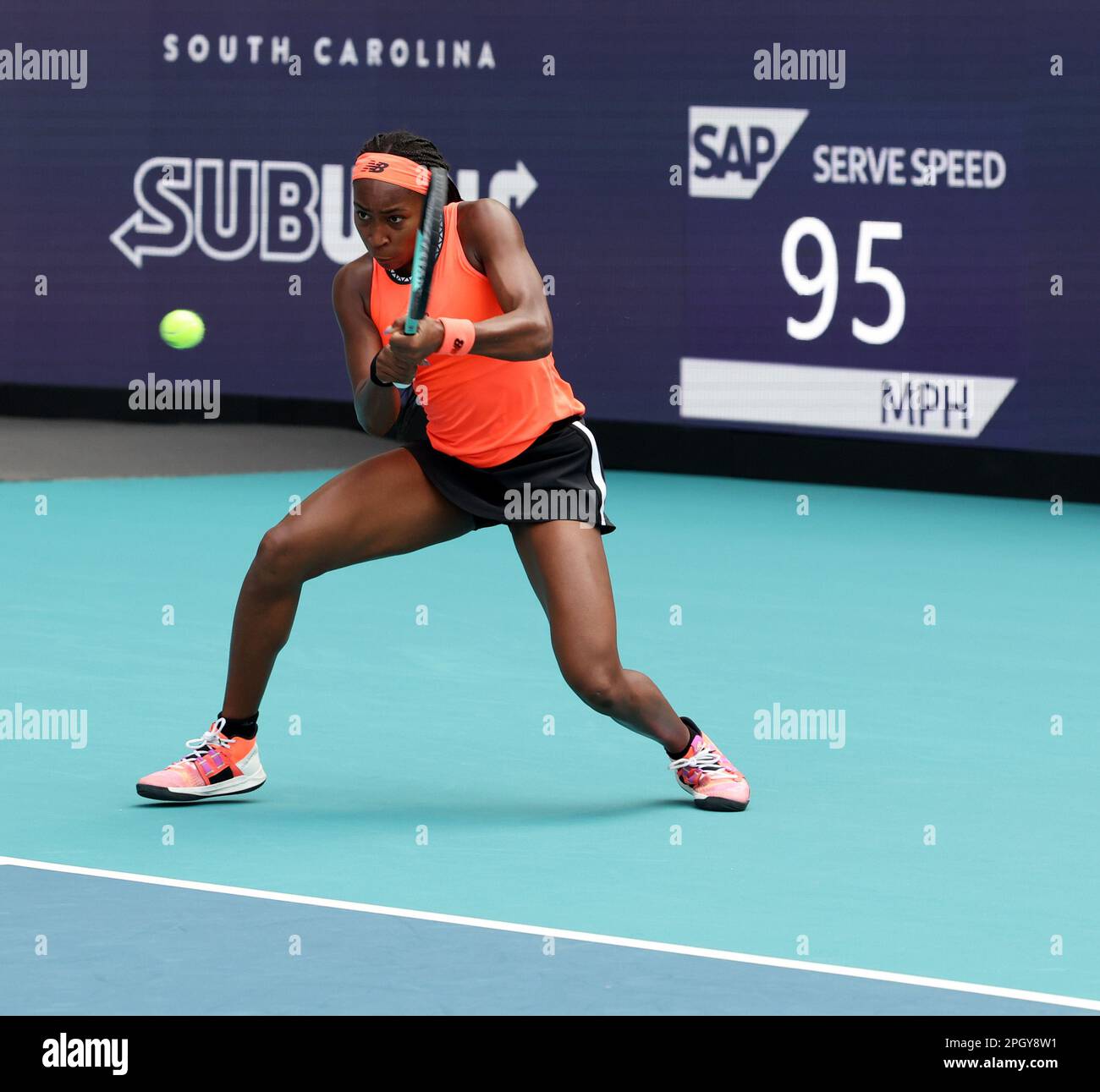 MIAMI GARDENS, FLORIDA - MARCH 23: Coco Gauff of the United States ...