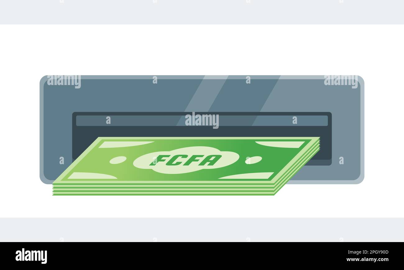 Withdraw Central African CFA Franc Money from ATM Illustration Stock ...