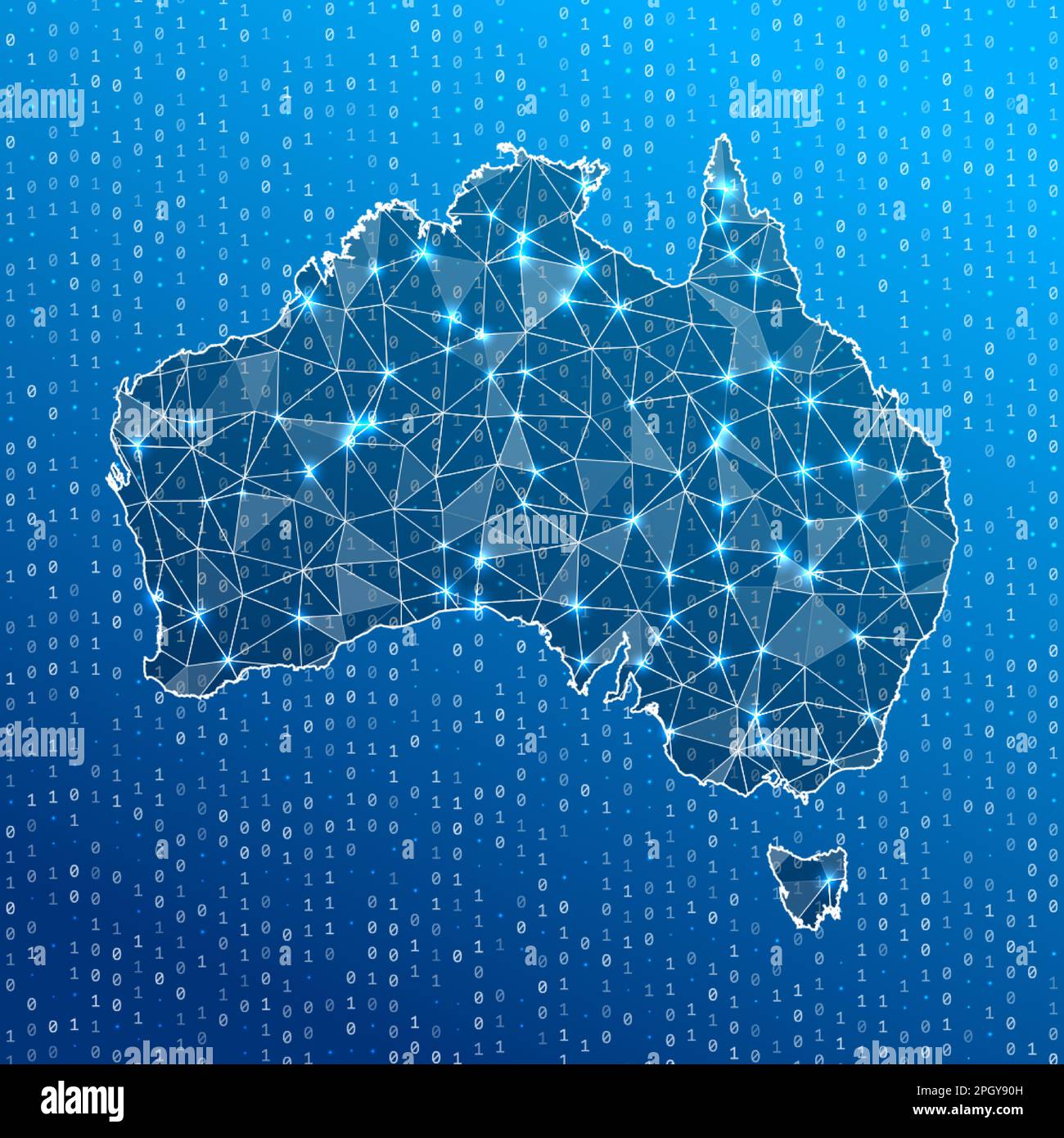 Network map of Australia. Country digital connections map. Technology, internet, network ...