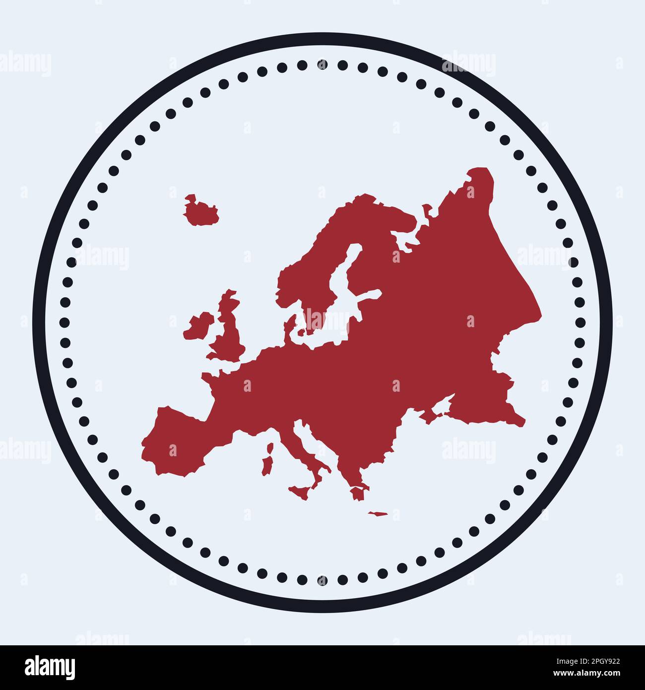 Europe round stamp. Round logo with continent map and title. Stylish ...