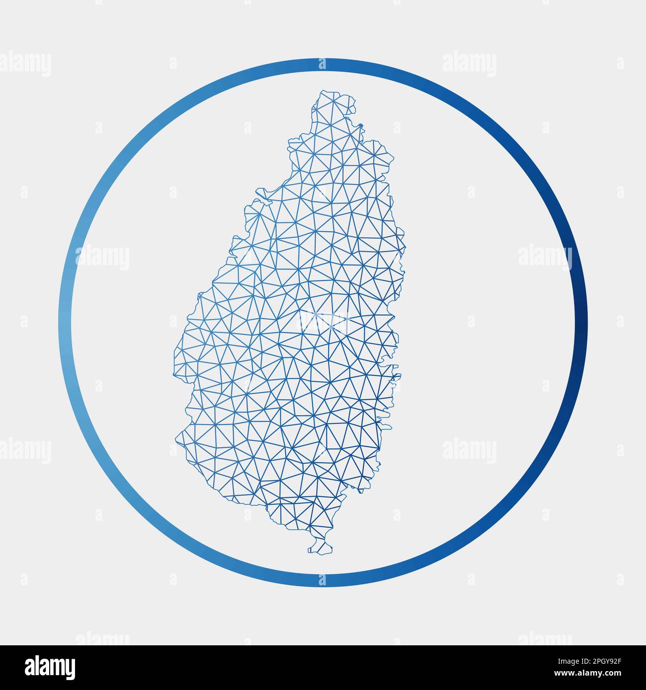 Saint Lucia icon. Network map of the island. Round Saint Lucia sign ...
