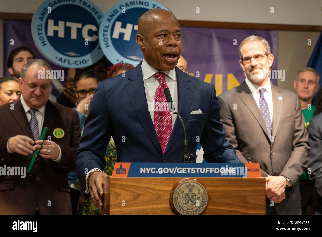 Mayor Eric Adams speaks at rally in support of the Child Tax Credit and ...