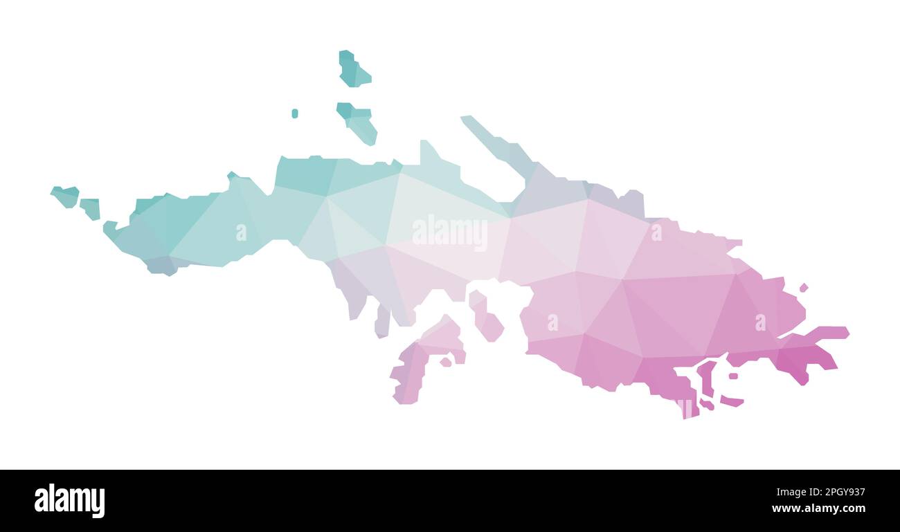 Polygonal map of Saint Thomas. Geometric illustration of the island in ...
