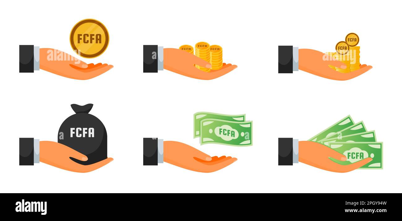 Handing Central African CFA Franc Money and Coin Set Stock Vector Image ...