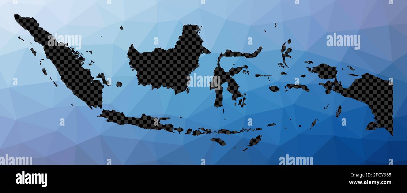 Indonesia geometric map. Stencil shape of Indonesia in low poly style ...
