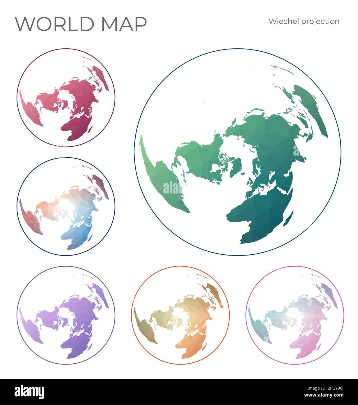 Low Poly World Map Set Wiechel Projection Collection Of The World Maps In Geometric Style