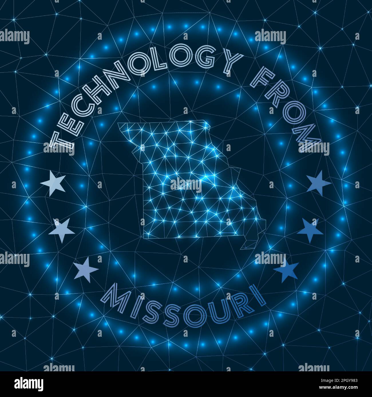 Technology From Missouri. Futuristic geometric badge of the US state ...