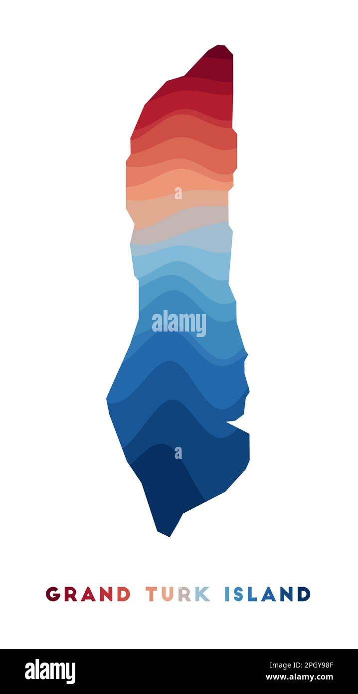 Grand Turk Island map. Map of the island with beautiful geometric waves ...