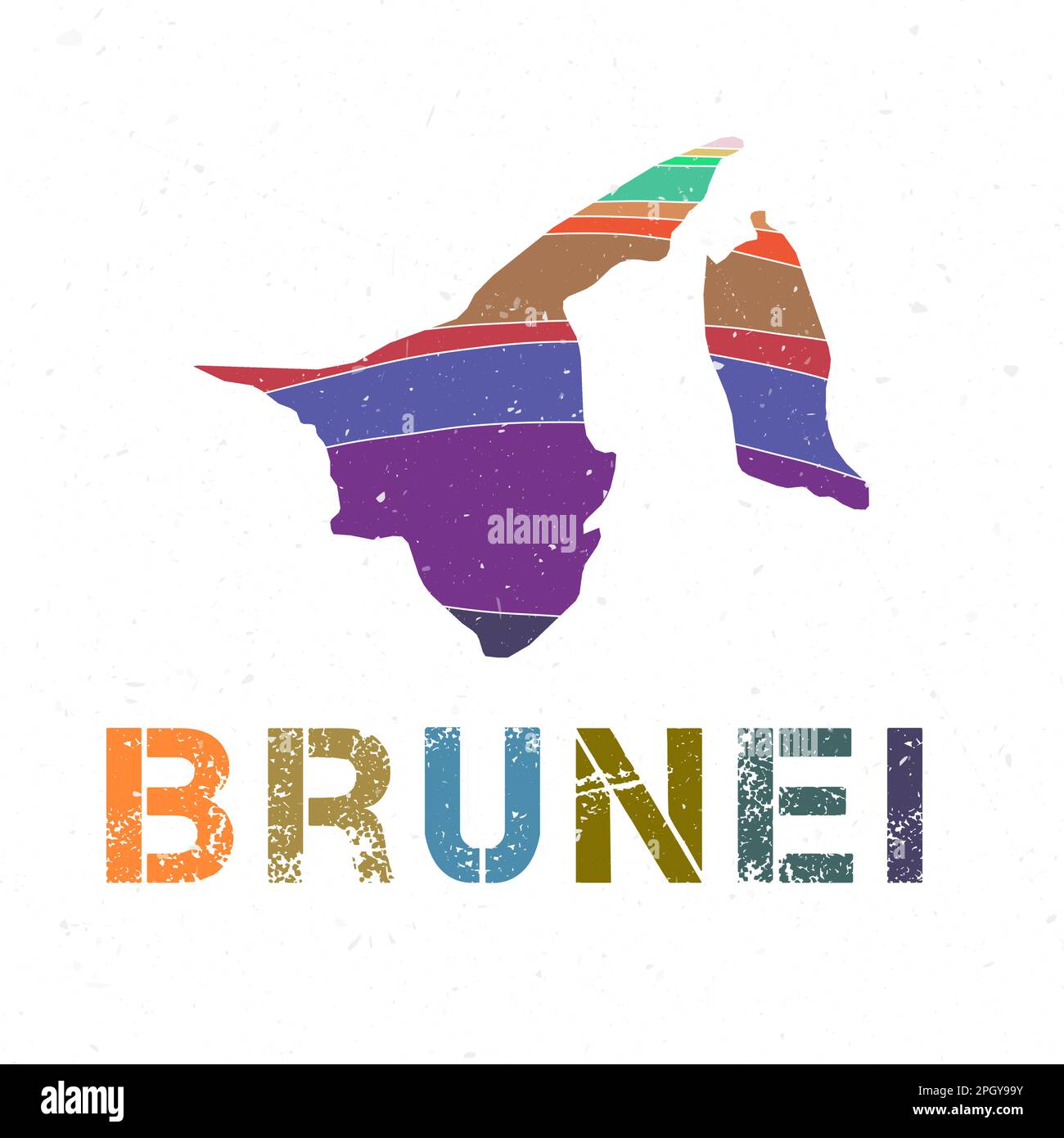 Brunei map design. Shape of the country with beautiful geometric waves ...
