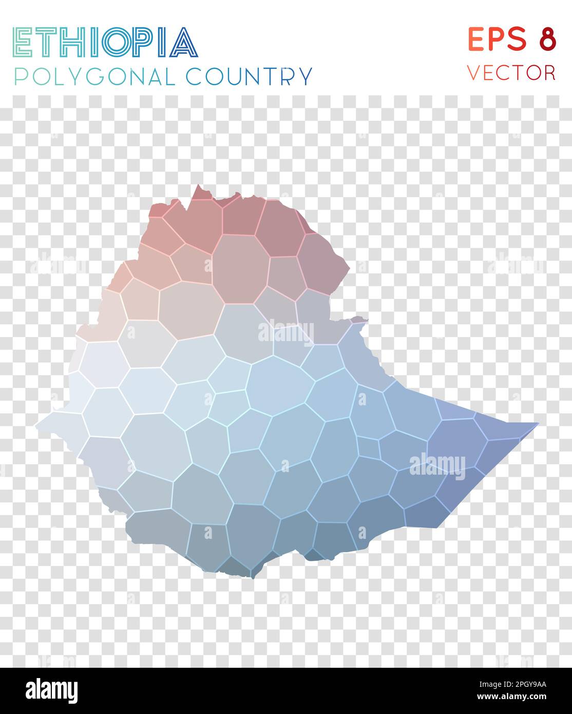 Ethiopia polygonal map, mosaic style country. Favorable low poly style ...