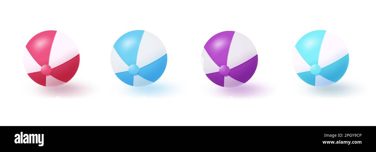 Beach ball element vector set. Beach ball colorful elements isolated ...