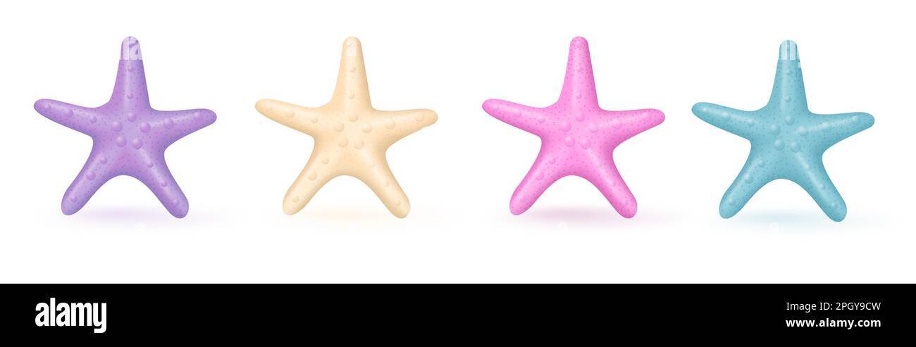 Summer starfish element vector set. Summer starfish beach colorful ...
