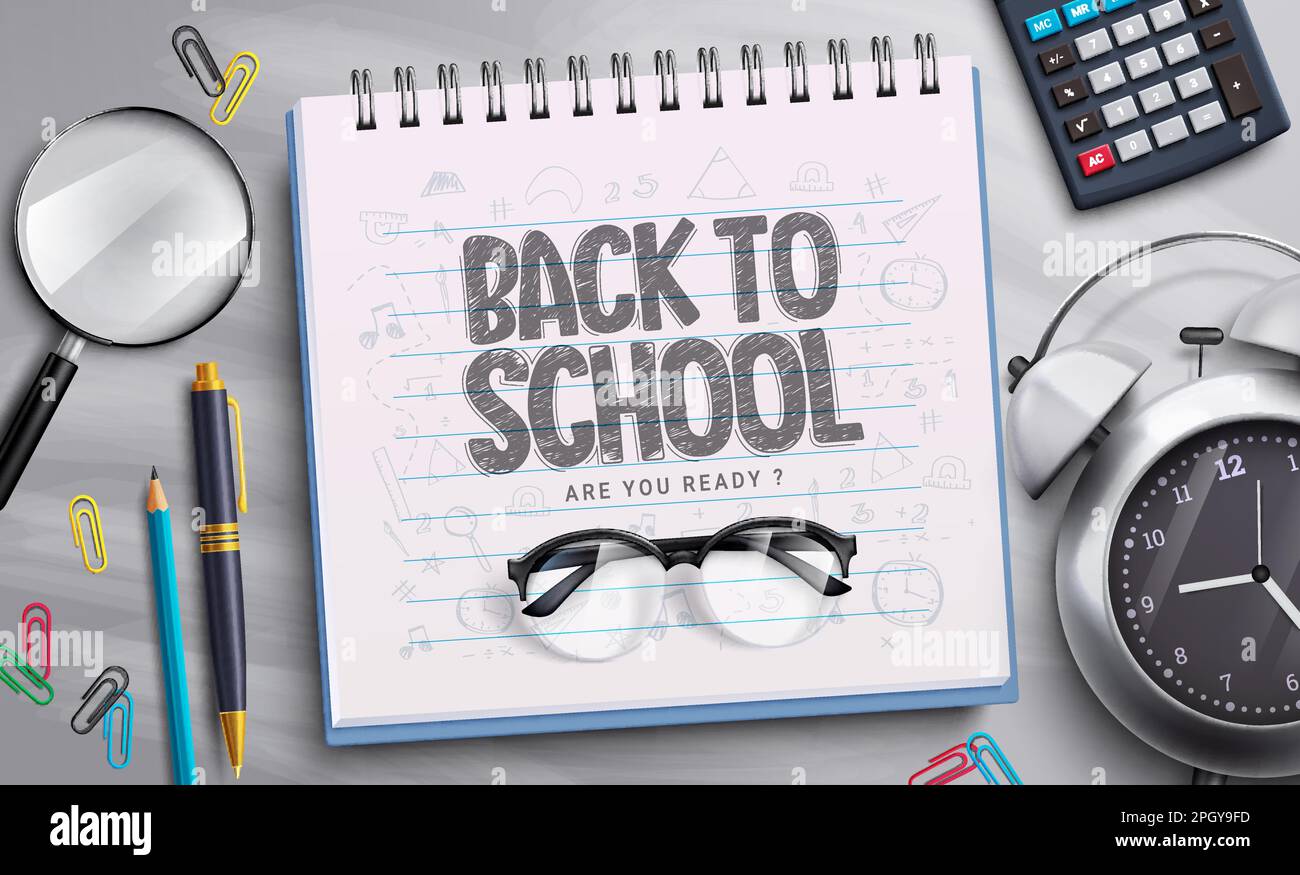 Back to school vector design. Back to school text in notebook element ...