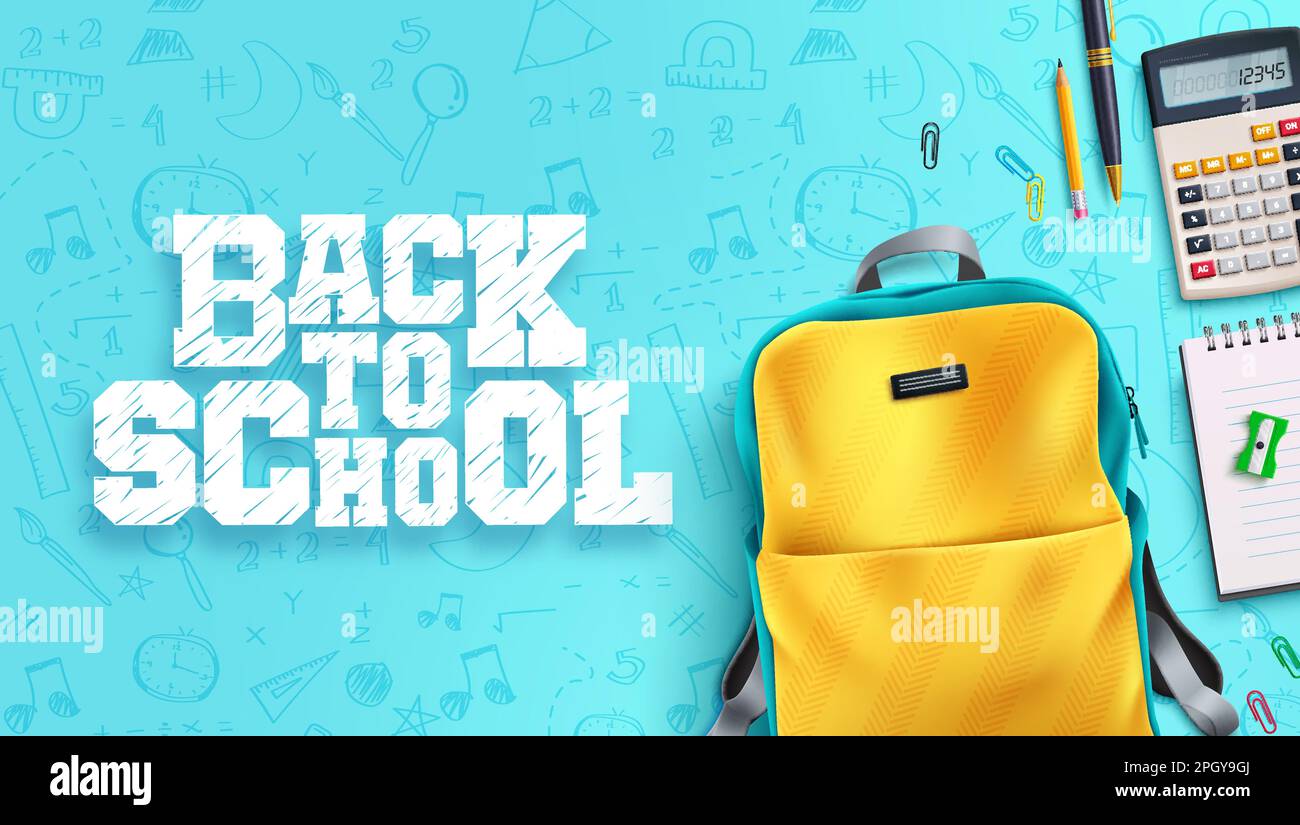 Back to school vector background. Back to school text with bag element ...