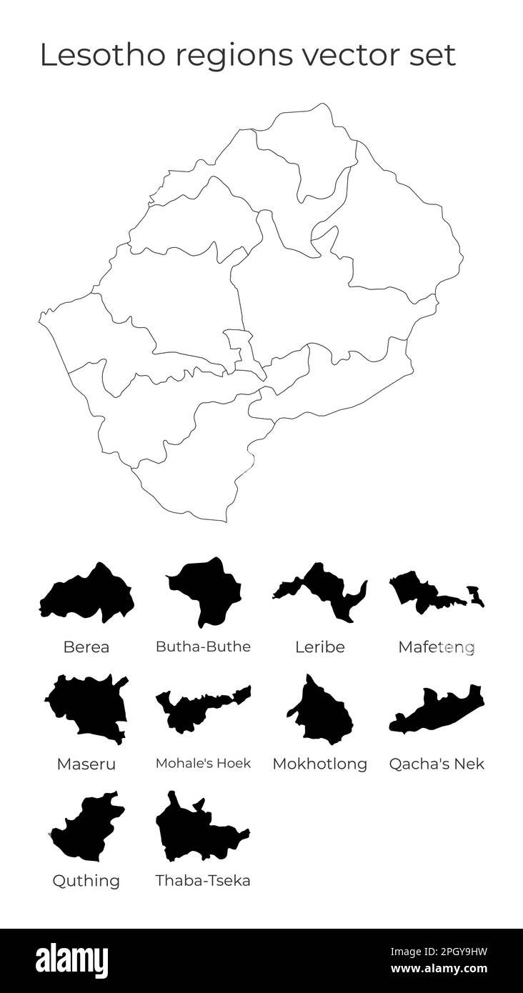 Lesotho map with shapes of regions. Blank vector map of the country ...