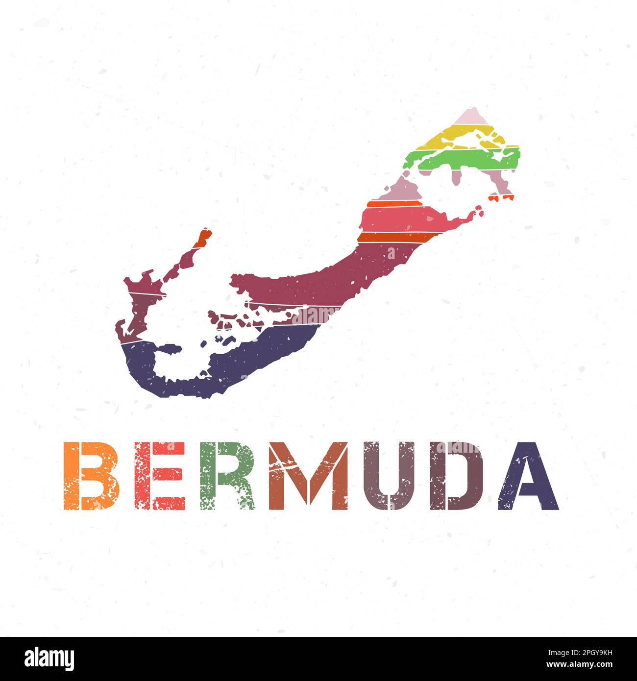 Bermuda map design. Shape of the island with beautiful geometric waves ...