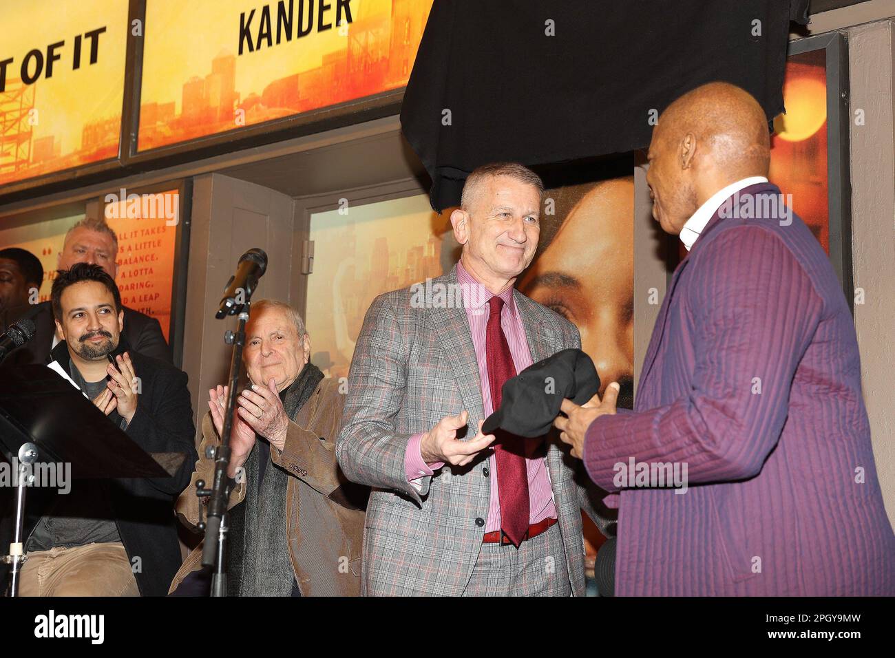 New York, NY, USA. 24th Mar, 2023. Lin-Manuel Miranda, John Kander, Tom ...
