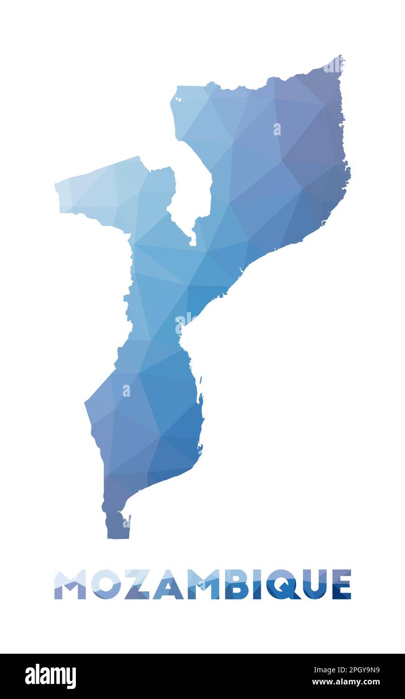 Low poly map of Mozambique. Geometric illustration of the country. Mozambique polygonal map ...