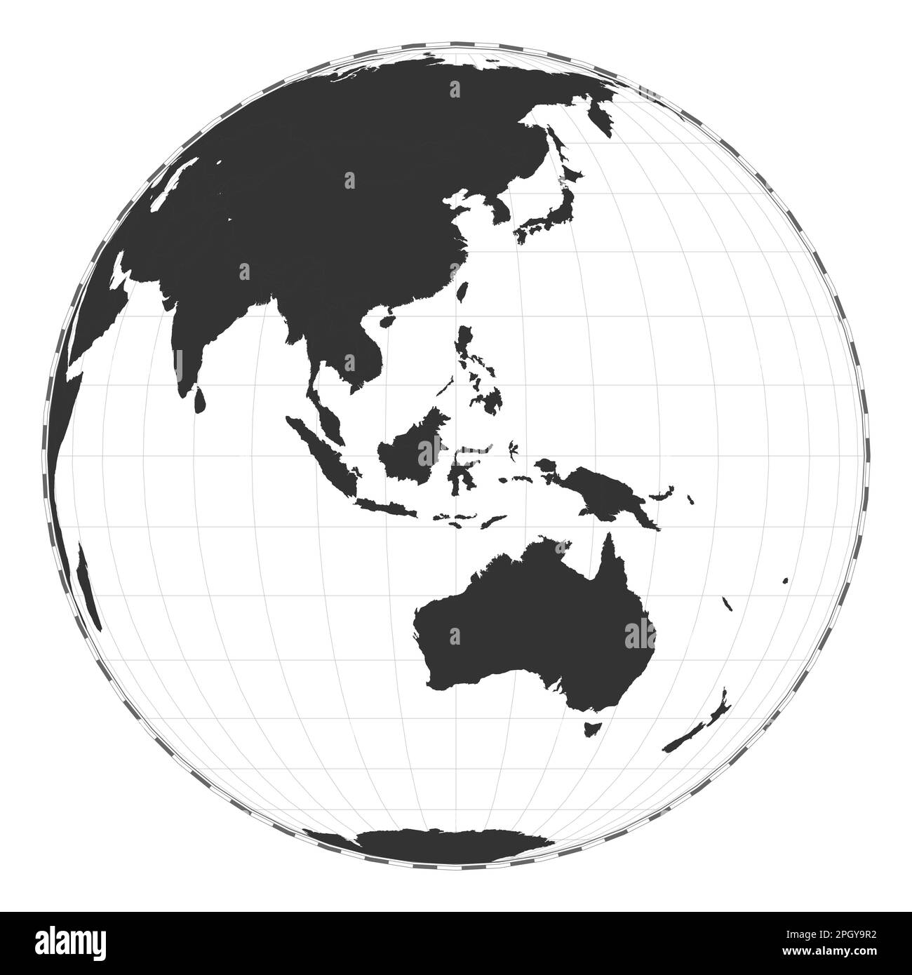 Vector world map. Orthographic projection. Plain world geographical map ...