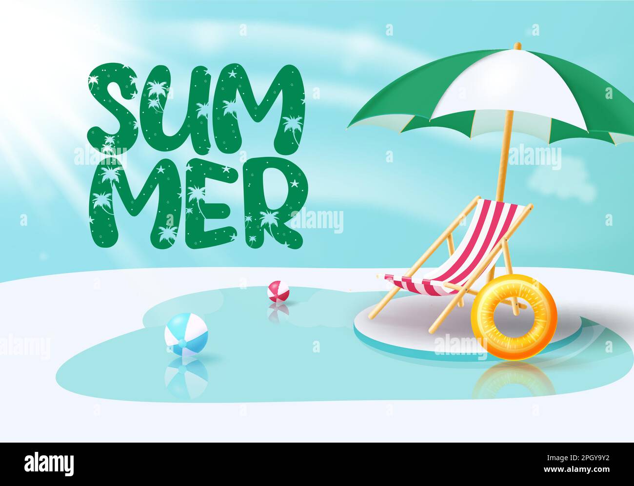 Summer vector design. Summer text in swimming pool background for fun ...