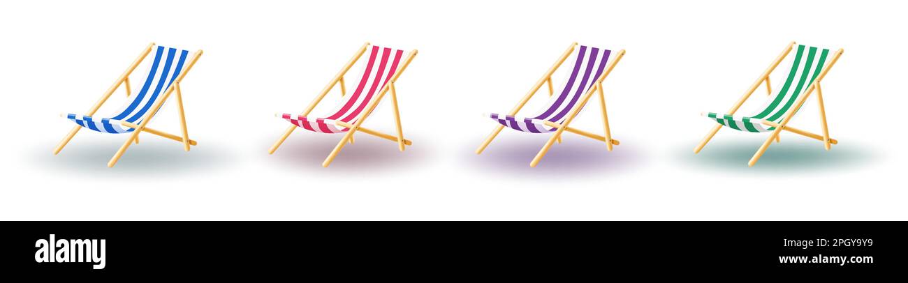 Summer chair element set. Summer chairs element isolated for beach ...