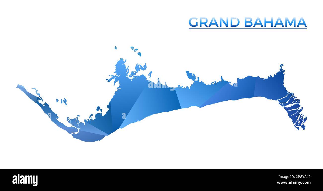 Vector polygonal Grand Bahama map. Vibrant geometric island in low poly ...