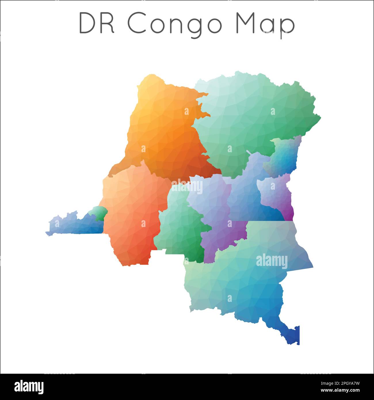 Low poly map of DR Congo. DR Congo geometric polygonal, mosaic style ...