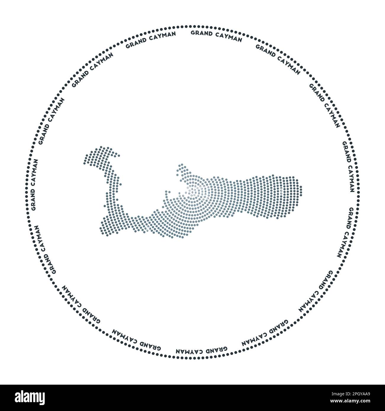 Grand Cayman round logo. Digital style shape of Grand Cayman in dotted ...
