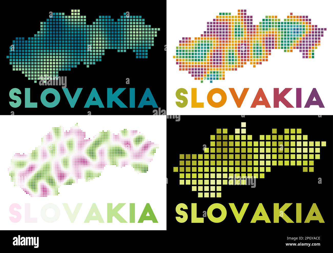 Slovakia map. Collection of maps of Slovakia in dotted style. Borders ...