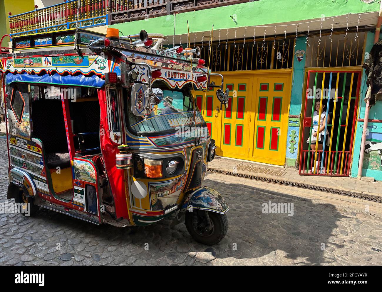 February 24, 2023, GuatapÃ, USA: Moto taxis in the city of Guatapé ...
