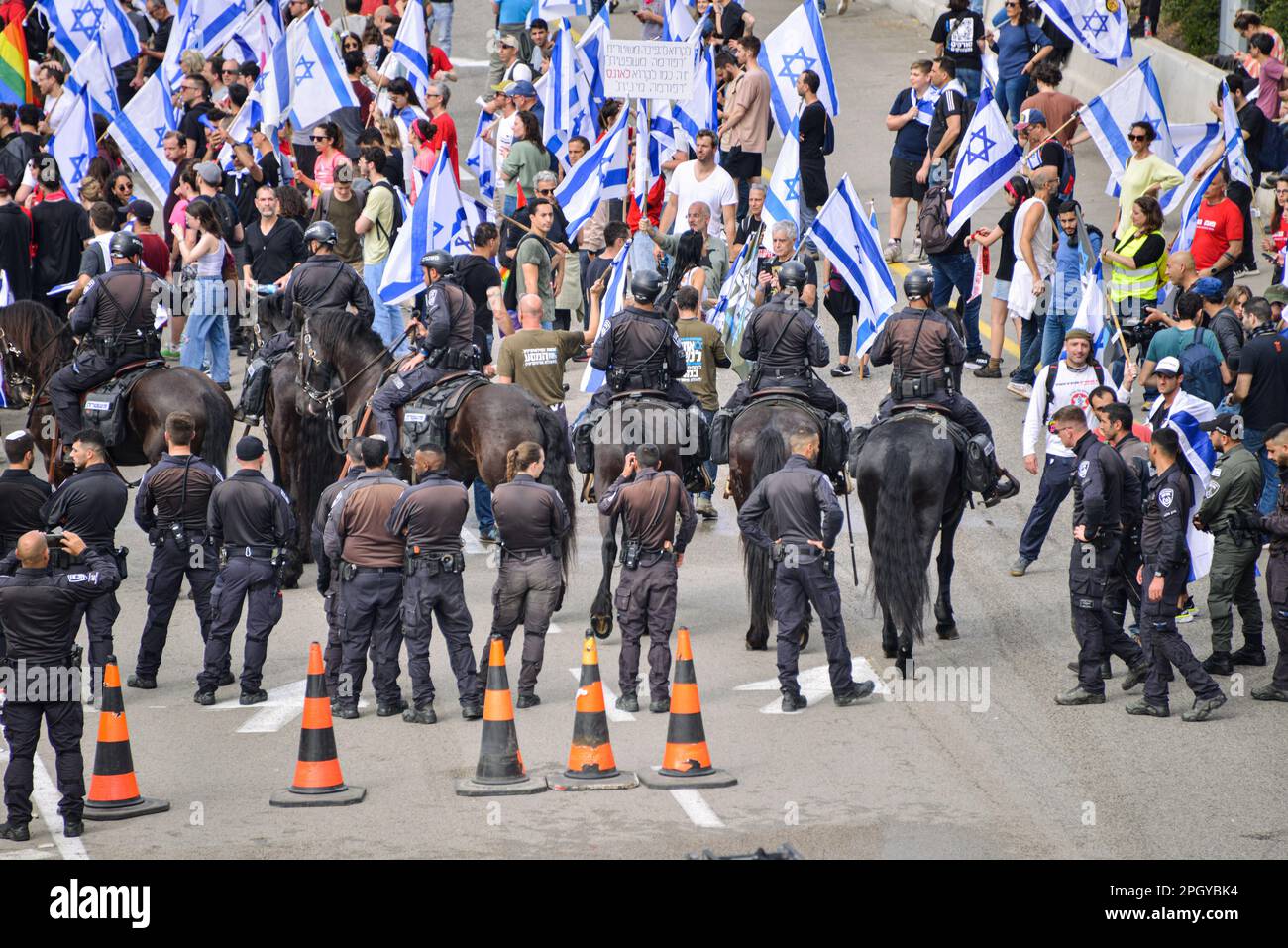 Tel Aviv Israel 23rd Mar 2023 Israeli Police Officers And Mounted