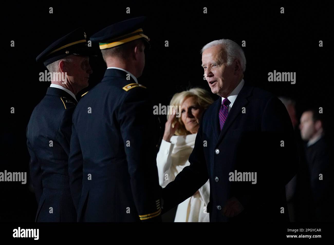 President Joe Biden and first lady Jill Biden speak with Delaware Army ...