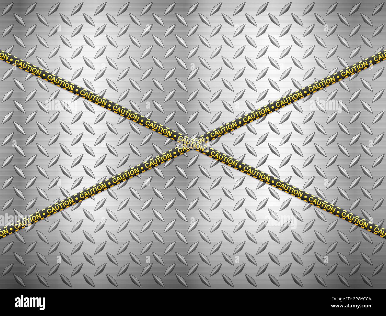 Caution tape on metal background. Vector illustration Stock Photo - Alamy