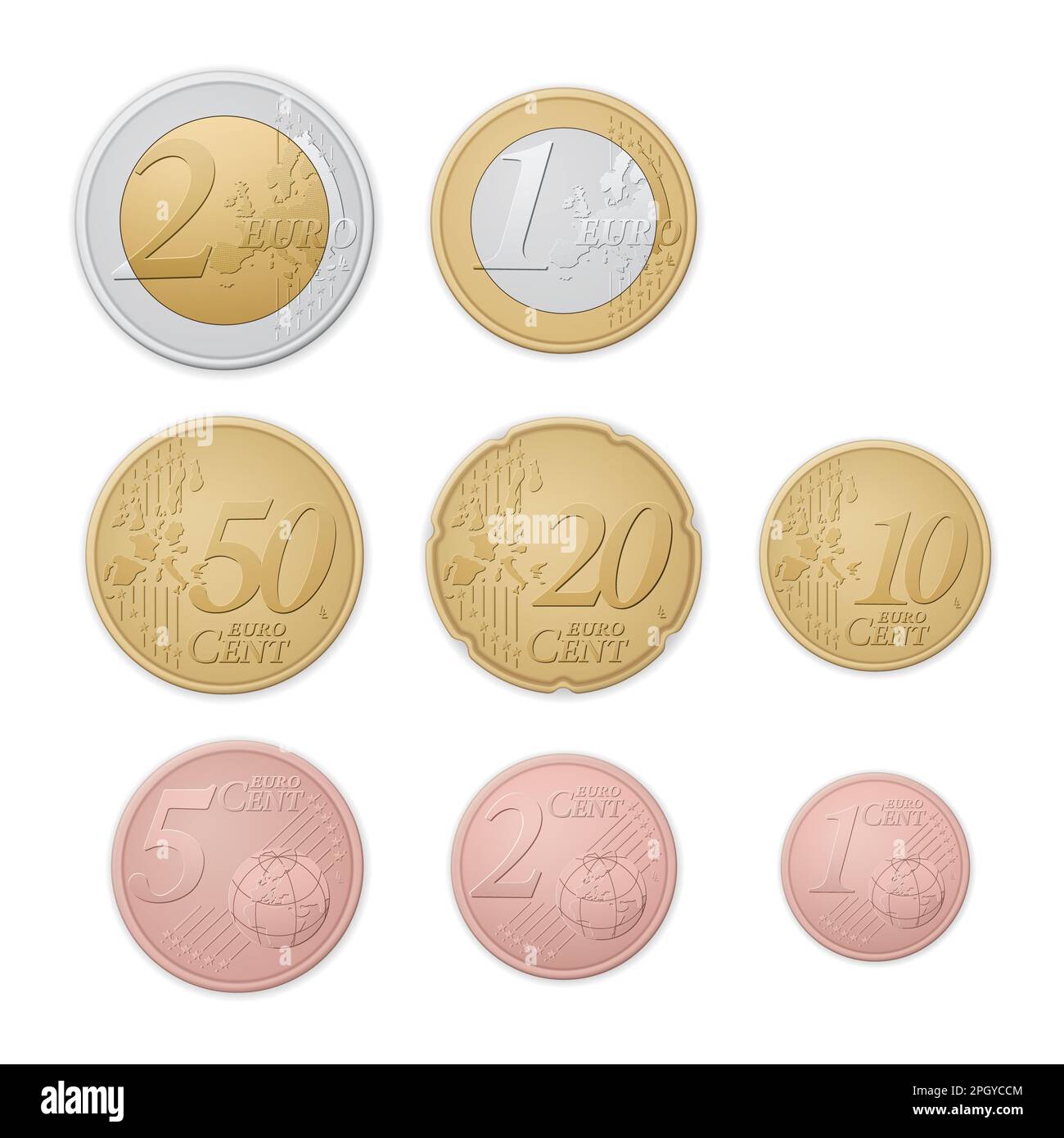 Euro coin 1 5 10 20 50 hi-res stock photography and images - Alamy
