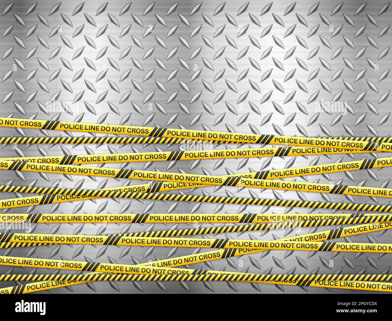 Police line tape on metal background. Vector illustration Stock Photo ...